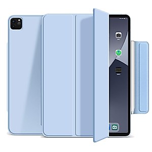 Aoub Case for iPad Pro 11 2022/2021/2020/2018, Rebound Magnetic Attachment Cover with Clasp [Supports Pencil Pairing & Charging], Ultra Slim Trifold Stand Smart Case for iPad Pro 11 inch, Light Blue