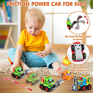 6PACK Baby Toy Cars for 1 Year Old Boy Construction Vehicle Friction Powered Cars Toddler Toys for 1 2 3 Year Old Boy Push & Go Cars Toy Trucks for Toddlers 1-3 Baby Toys 12-18 Months Boys Girl Gift