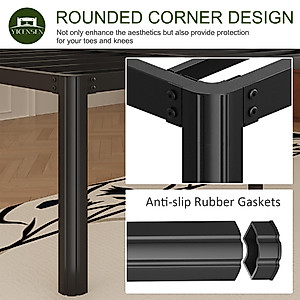 Yicensen 24 Inch High Queen Bed Frame Rounded Corner No Box Spring Needed, Heavy Duty Metal Queen Size Platform Bed Frame, Easy Assembly, Noise Free, Black