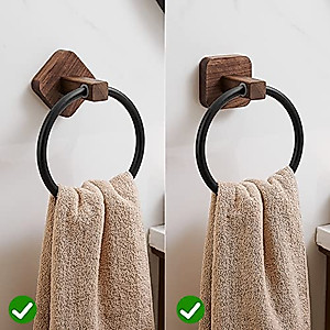 AODORAN Hand Towel Holder Towel Rack - Adhesive Towel Ring Wall Mount Wooden Aluminum Hand Towel Holder Bathroom Accessories Towel Rack for Bathroom Kitchen