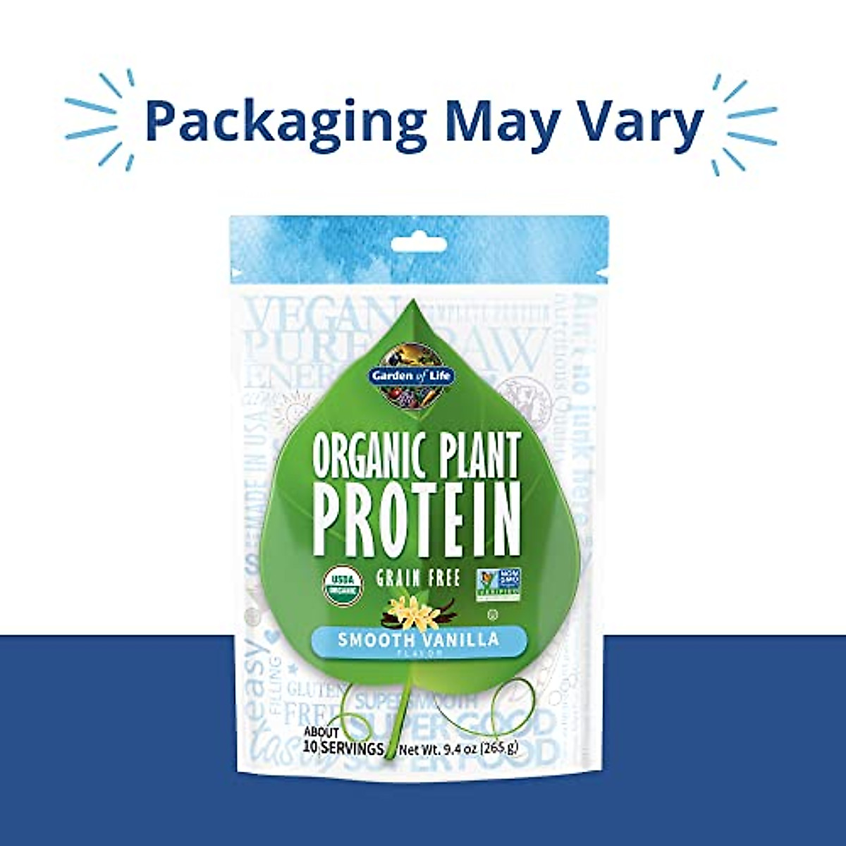 Garden of Life Organic Plant Based Protein Powder - Smooth Vanilla, Vegan, Grain Free and Gluten Free Shake for Women and Men - 10 Servings, 15g of Complete Protein, Probiotics & Enzymes, 0g Sugar