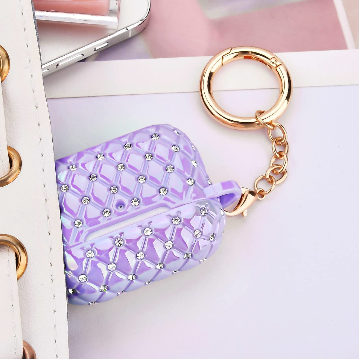 VISOOM Airpods Pro 2nd Generation Case - Bling Rhinestone Hard Protective Case Cover with Lanyard for Apple Airpod Gen Pro 2