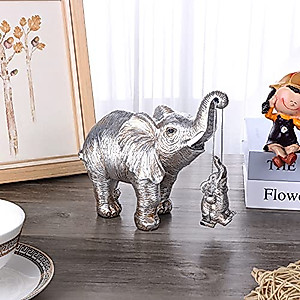 ZJ Whoest Elephant Statue. Elephant Decor Brings Good Luck, Health, Strength. Elephant Gifts for Women, Mom Gifts. Decorations Applicable Home, Office, Bookshelf TV Stand, Shelf, Living Room - Silver