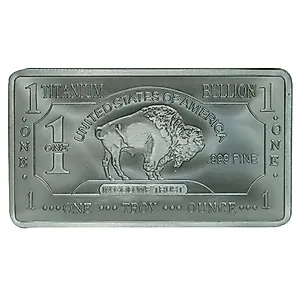 1 Oz One Troy Ounce USA American Buffalo .999 Fine Titanium Bullion Bar Ti Element with Certificate of Authenticity by Unique Metals