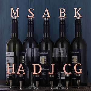 Wine Stoppers, 1 Pack Reusable Wine Bottle Stoppers Stainless Steel Letter Wine Stopper - Food Grade Silicone Material Decorative Wine Cork Saver Sealer Plug (Letters-O)