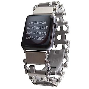 BestTechTool BTT-Stainless Steel-Watch Adapter Compatible with Leatherman Bracelet (Silver-Tread LT, Apple Watch Ultra 2/Ultra/46mm/45mm/44mm/42mm)