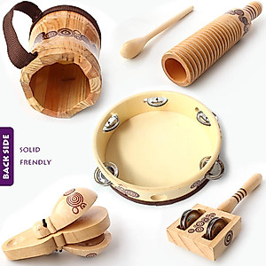 Wooden Musical Instruments Set for Kids, Percussion Natural Wooden Music Kit with Bongo Drums for Baby, Preschool Music Education, Toddler Musical Toys
