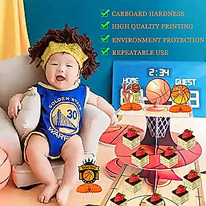 Basketball Theme Party Cake Tower Decorations Basketball Cupcake Stand (Square - Basketball)