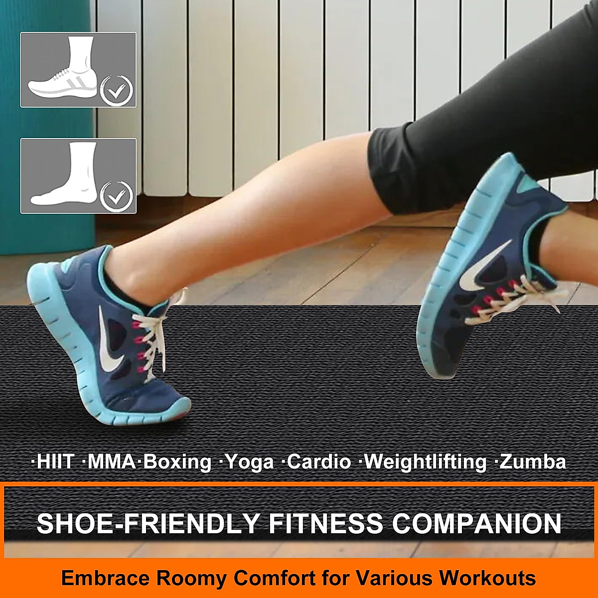 anngrowy Large Exercise Mat 6'x4'x7mm Workout Mats for Home Gym Mats Gym Flooring Rubber Workout Mat Fitness Mat Large Yoga Mat Cardio Mat for Weightlifting, Jump Rope, MMA, Stretch, Plyo, Pilates,