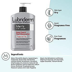 Lubriderm Men's 3-In-1 Moisturizing Body Lotion with Aloe, 16 fl. oz