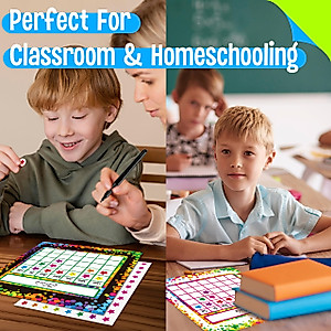 66 Pack Classroom Incentive Chart in 2 Designs with 2024 Star Stickers for Classroom Teaching or Family Using