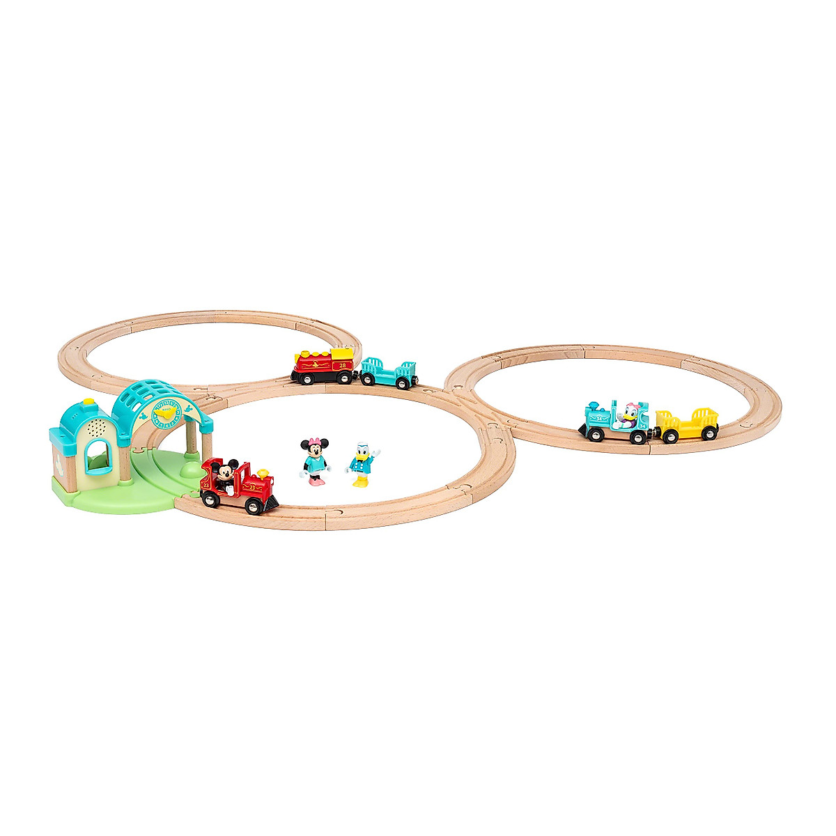 Ravensburger BRIO 32292 Disney Mickey's Deluxe Wooden Railway Set | Wooden Toy Train Set for Kids Age 3 and Upin