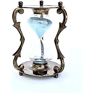 Sand Timer Maritime Antique Brass Sand Timer with Compass Hour Glass for Desk/Table Sand Timer Decorative Item Carrieble Lightweight Ideal for Gift by Handicraft Bulls