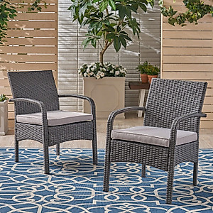 Christopher Knight Home 305810 Otto Outdoor Wicker Club Chair, Gray and Silver(Set of 2)