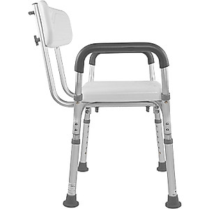 Vaunn Medical Shower Chair with Arms and Back and Foot Step Stool Bundle