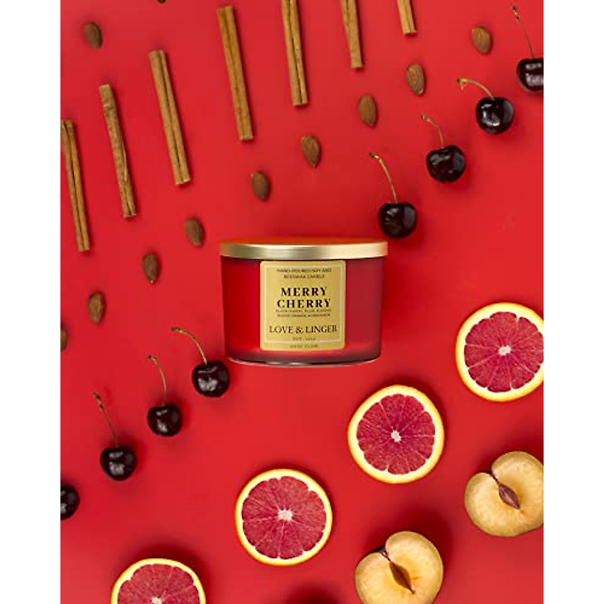 Black Cherry Candle | Holiday Scented Candles | Luxury Soy & Beeswax Candles for Home | 16 oz. Large Jar Candle | Christmas Candles