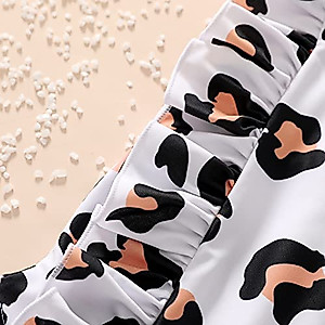 YOUNGER TREE Infant Baby Girl Swimsuit Plaid Beach Bikini Ruffles Swimwear Bathing Suit Outfits (3-6 Months, Leopard)