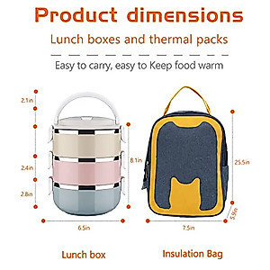 AOSUYOU 3 Layer Stainless Steel Leakproof Lunch Box, Portable Carry Hand Food Storage Container for Work Lunches, Picnic, Travel, Camping with Lunch Bag