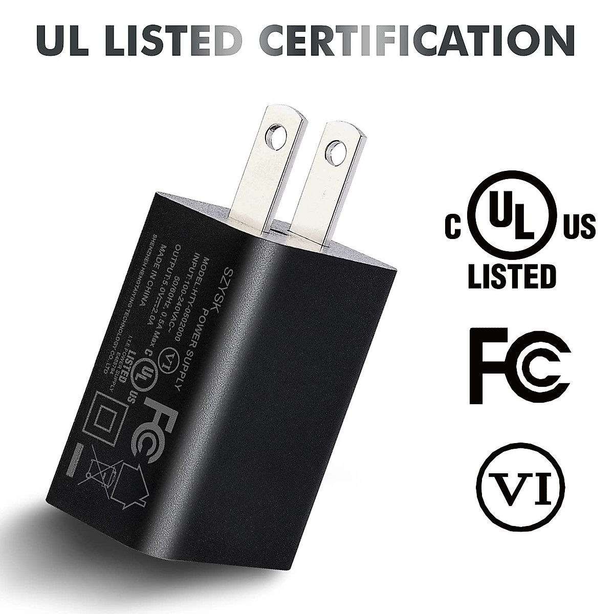 UL Listed Fast Charger for All Kindle Fire Tablets with 6.6Ft USB to Micro-USB and USB-C 2IN1 Nylon Braided Cable (Designed for use with All Fire Tablets and All Kindle E-Readers) (10W)