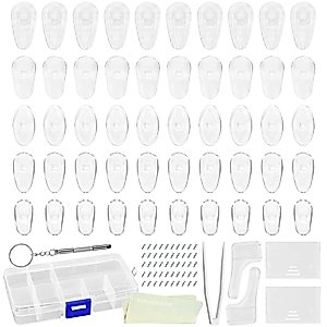 TOKIMMASH Eyeglass Nose Pad Repair Kit with Screws, Eyeglass Nose Pad Replacement Multi-Function Screwdriver, Eyeglass Nose Frame Repair Tool and Cleaning Cloth Set