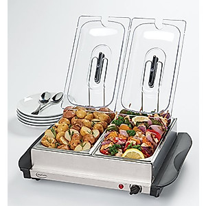 BETTY CROCKER RA39978 Stainless Steel Buffet Server with Warming Tray, Multicolor