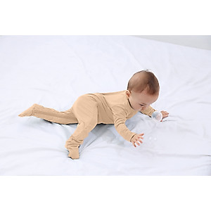 GUISBY rayon made from bamboo Baby Footed Pajamas, Two Way Zipper Long Sleeve Sleeper 3pcs 12-18 Months