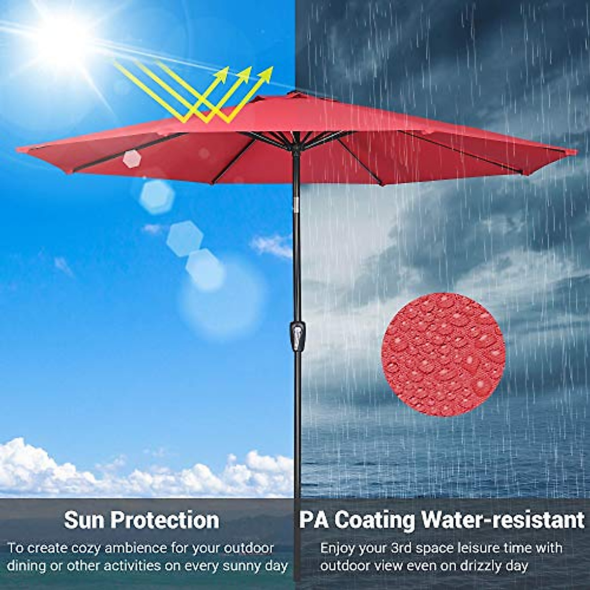 Yescom 10Ft UV50+ Aluminum Outdoor Table Patio Umbrella with Crank Tilt 3000PA Sunshade Deck Yard Garden Pool Balcony