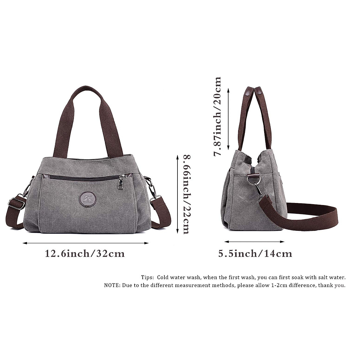 Chikencall® Women Hobo Handbags Casual Canvas Vintage Crossbody Bag Daily Multi Compartment Purses Shoulder Tote Shopper Bag