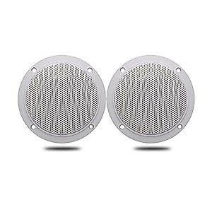 Herdio 4 Inches Waterproof Marine Ceiling Speakers with 160 Watts Power, Handling for Kitchen Bathroom Boat Car RV Camper Motorcycle Cloth Surround and Low Profile Design - 1 Pair (White)