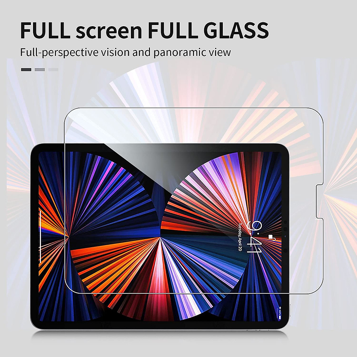PULEN (2 Packs) for iPad Pro 12.9 2020/2021/2022 Screen Protector,HD Clear 9H Hardness Tempered Glass Compatible with Apple Pencil and Face ID (12.9 Inch)