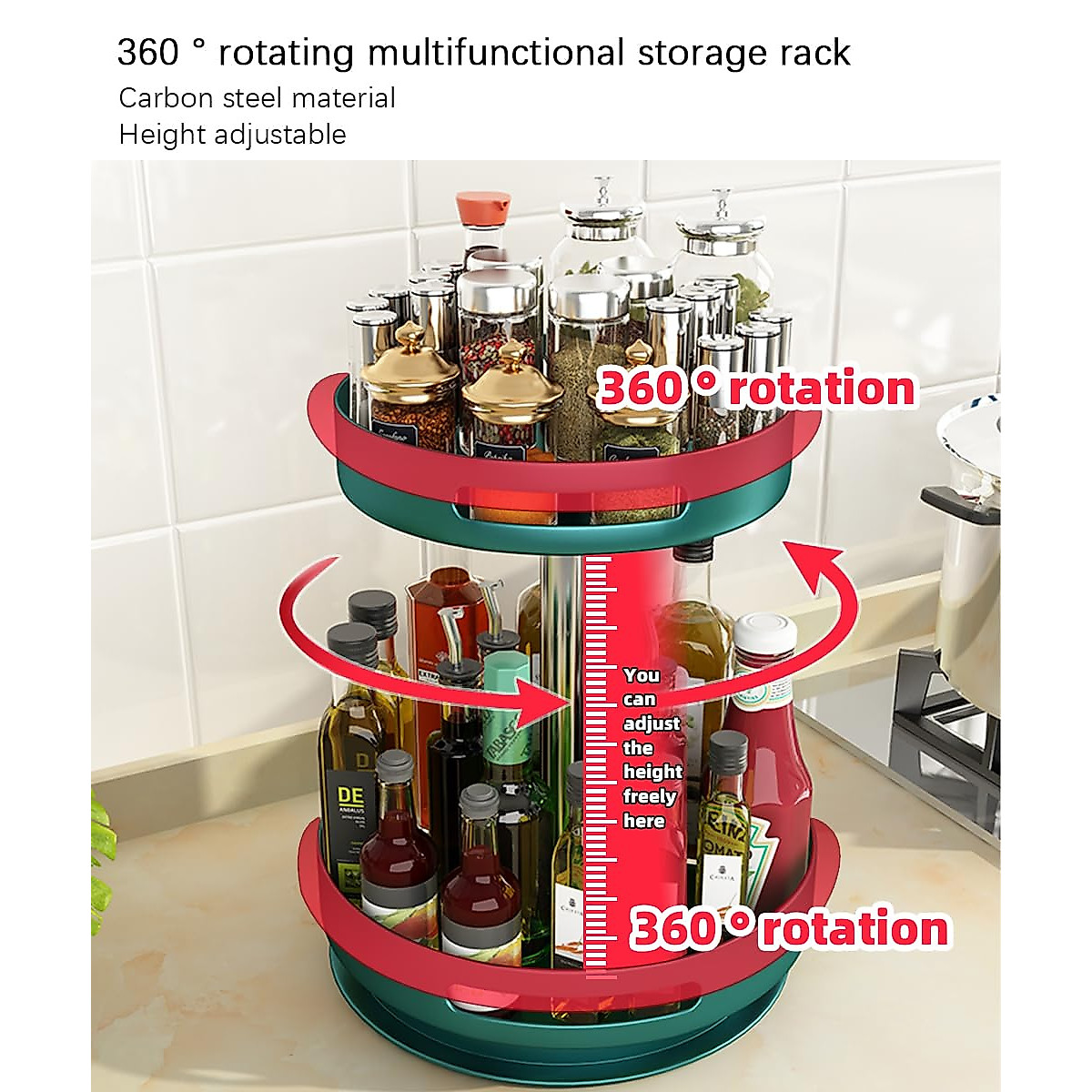 2 Tier Lazy Susan Organizer for Kitchen,Turntable for Cabinet,Turntable Organizer for Cabinet Pantry Table Organization