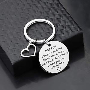 TIIMG PoP PoP Keychain Grandpa Birthday Gifts Father’s Day Gift PoP PoP Birthday Gifts from Grandkids (POP POP i know)