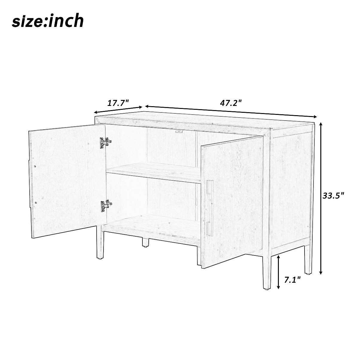 Merax Wood Farmhouse Buffet Sideboard with Metal Handles and 2 Doors, Coffee Bar Storge Cabinet Console Table for Living Room Bedroom Kitchen Hallway Black