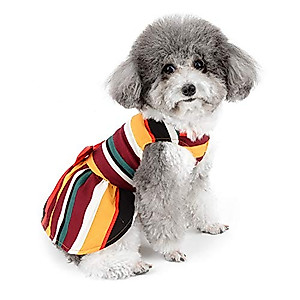 Zunea Dog Dress for Small Dogs Girl Striped Summer Puppy Princess Skirt with Bowtie Elegant Party Wedding Birthday Costume Outfits Pet Pullover Sundress Doggie Chihuahua Toy Poodle Clothes Apparel XS