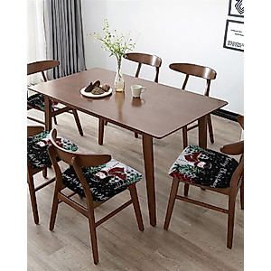 ZOE GARDEN Christmas Snowman Chair Seat Covers for Dining Room Stretch Chair Seat Covers Set of 2, Chair Seat Protector Cushion Slipcovers for Kitchen Restaurant Office Winter Snowflake Black