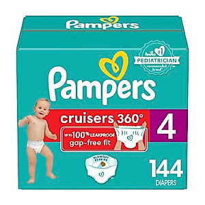 Pampers Cruisers 360 Diapers - Size 4, One Month Supply (144 Count), Pull-On Disposable Baby Diapers, Gap-Free Fit