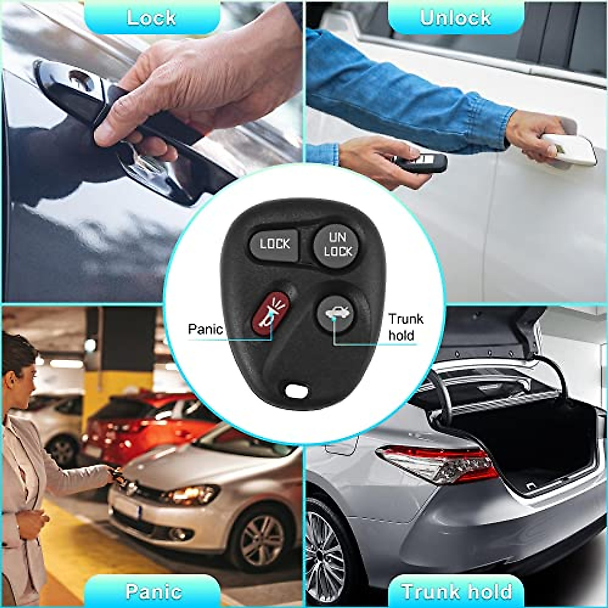 X AUTOHAUX 315MHz ABO1502T Replacement Keyless Entry Remote Car Key Fob for Cadillac Seville 2000 for Chevrolet Impala Lumina Malibu Monte Carlo 2000 for Oldsmobile 88 98 1996-1999 4 Buttons