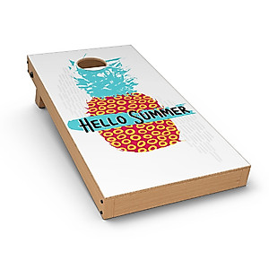 Design Skinz Summer Tropical Skin Set for Cornhole (Skin Only) - Retro Hello Summer Pineapple v2