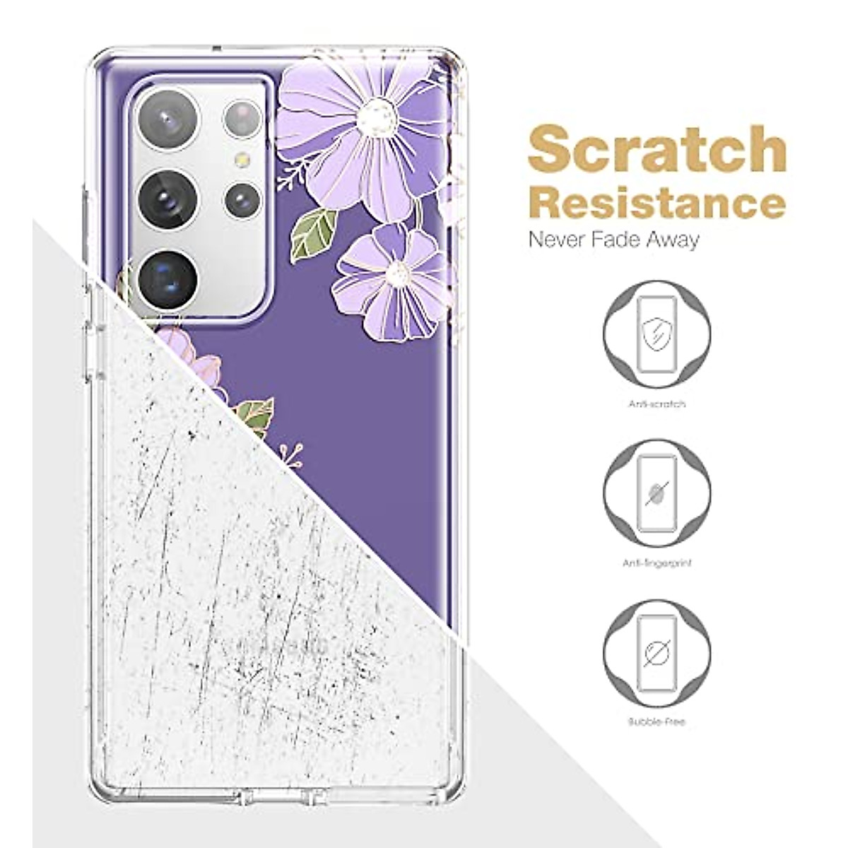 SURITCH for Samsung Galaxy S23 Ultra Case, [Built-in Screen Protector] [Dual-Layer Protection ] Full Protection Shockproof Rugged Bumper Phone Cover for Samsung S23 Ultra 6.8 Inch - Purple Cosmos