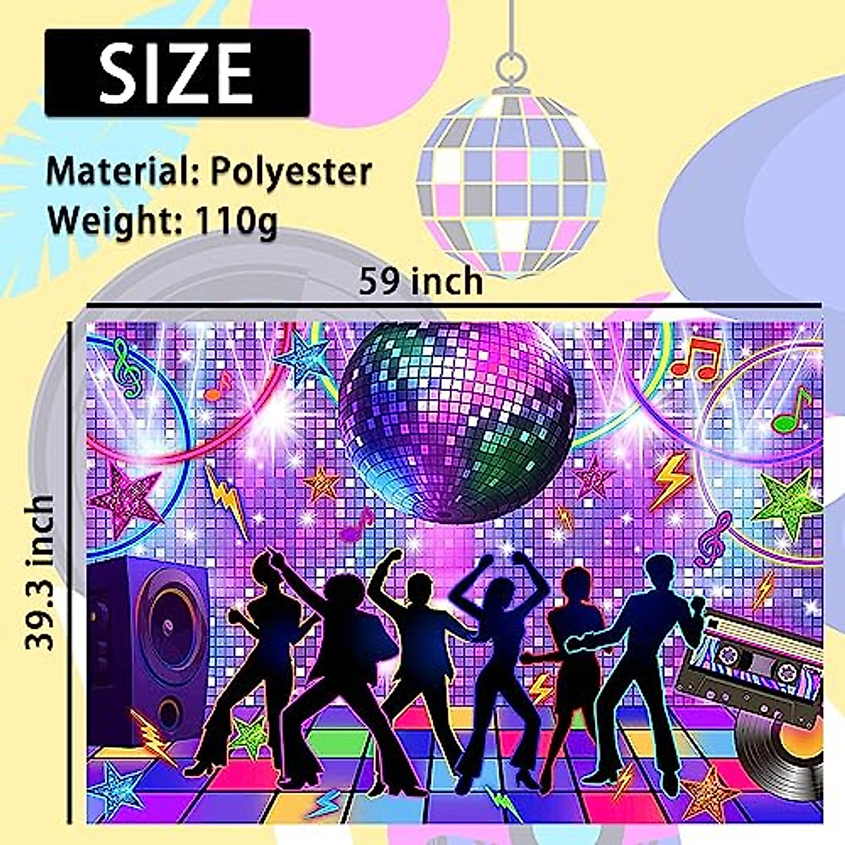 70s Disco Party Backdrop Disco Party Decorations Disco Backdrop Disco Ball Backdrop Disco Wall Backdrop Retro Photography Photo Booth Background for Disco Birthday Party Supplies 59x39in (Colorful 1)