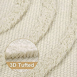 Uphome Boho Bathroom Rugs 2'x3' Beige Evil Eye Tufted Entryway Mat with Tassels Soft Machine Washable Cotton Small Rug Modern Minimalist Accent Throw Rug for Sink Kitchen Bedroom Doorway