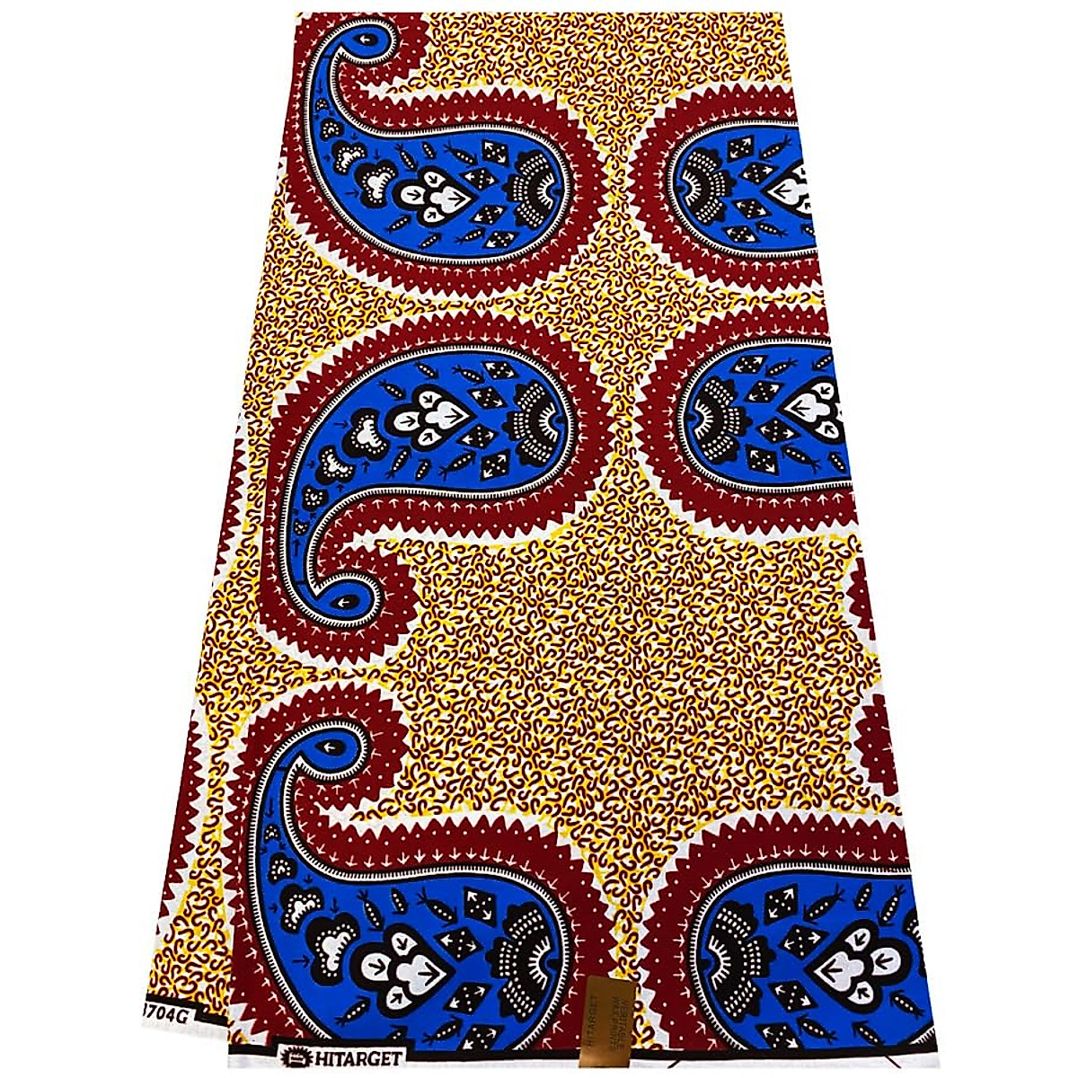African Ankara Wax Print Fabrics -Paisley Print- Red,Orange, Brown, Blue, White,- Sell by 6 Yards-100% Cotton- for Dresses
