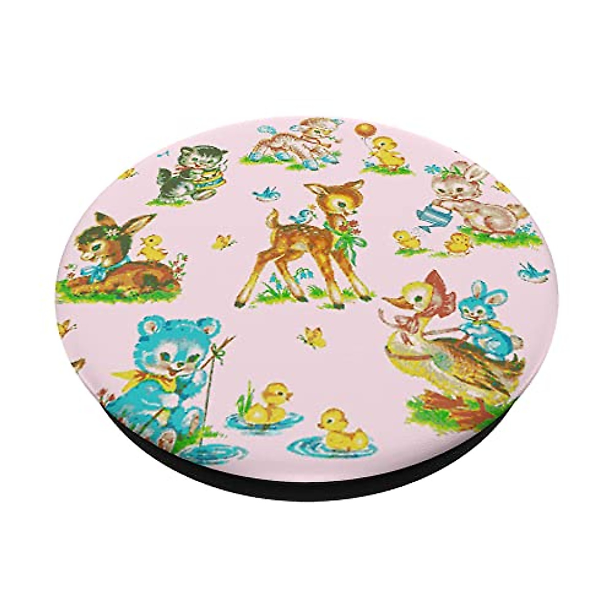 vintage cute baby animals pink pastel PopSockets Swappable PopGrip