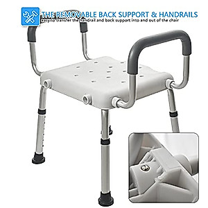 Morimoe Shower Chair for Elderly,Wide Seat,Easy Assembly,Adjustable Height,Non-Slip Feet