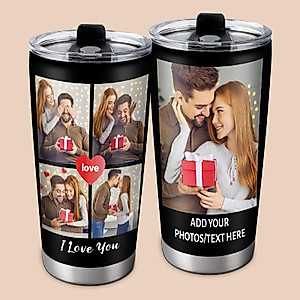 Personalized Coffee Tumbler with Picture & Text, Custom 20oz Insulated Stainless Steel Coffee Mugs, Customized Travel Tumbler Cups with Lids, Gift for Wedding, Anniversary, Birthday