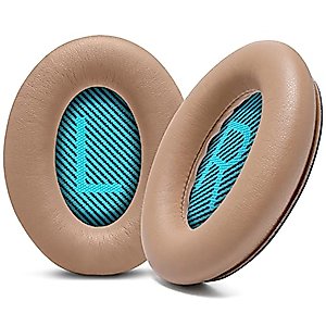 WC Wicked Cushions Premium Replacement Ear Pads for Bose Headphones - Compatible with QC15 / QC25 / QC35 & 35 ii / QC2 / AE2 / AE2i / AE2W / Soundlink - Softer Leather, Luxury Memory Foam | Beige