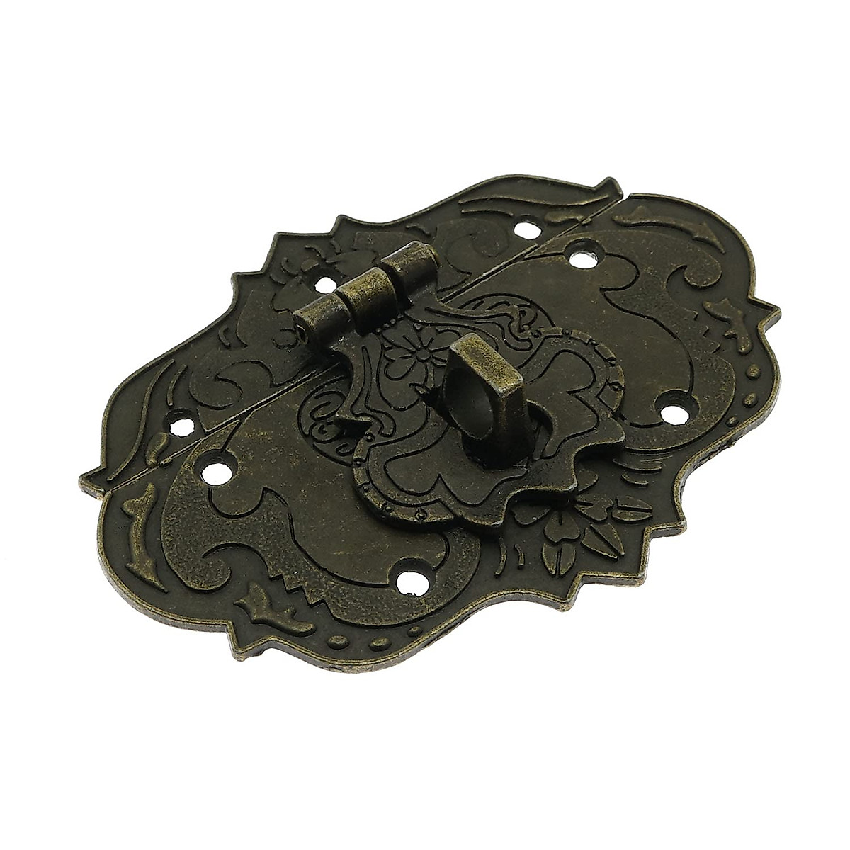 LDCREEE Antique Embossing Decorative Brass Hasp Clasp Latch Lock with Screws for Jewelry Box Ordinary Box Wooden Case Furniture Decoration (Bronze)