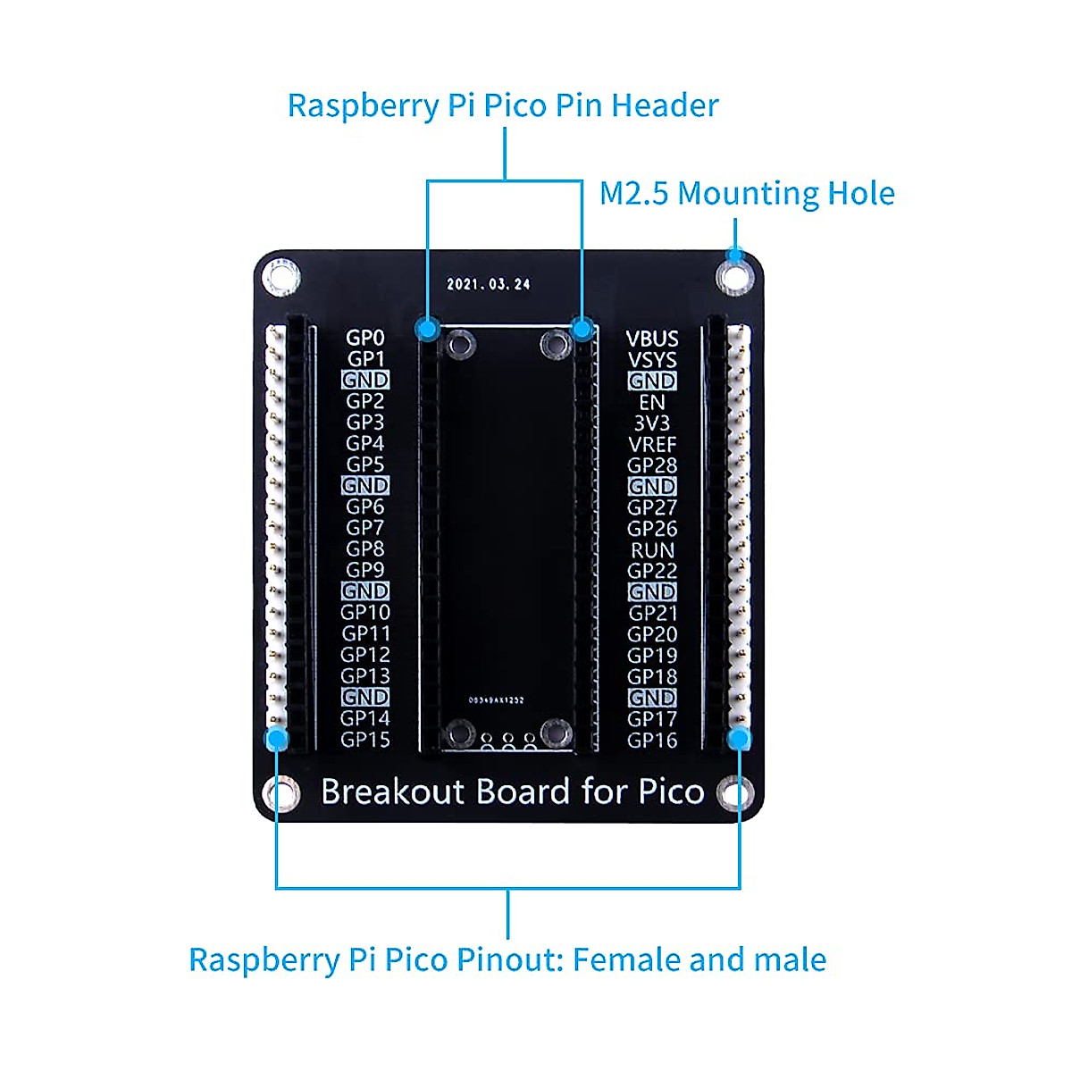 GeeekPi GPIO Breakout Board Kit for Raspberry Pi Pico/Pico W, GPIO Expansion Board Breakout Module with Jumper Wire Pack for Raspberry Pi Pico/Pico W