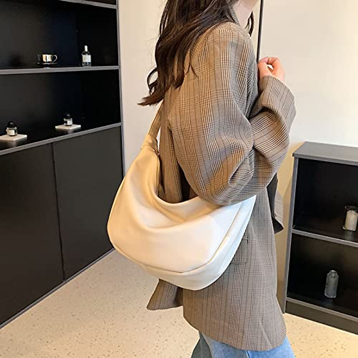 Women Hobo Bag Simple Shoulder Bag Dumpling Bag Crescent Crossbody Bag Casual Messenger Bag, for Family or Friends Gift