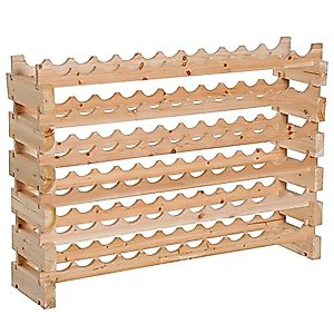 HOMCOM Stackable Wine Rack, Modular Storage Shelves, 72-Bottle Holder, Freestanding Display Rack for Kitchen, Pantry, Cellar, Natural
